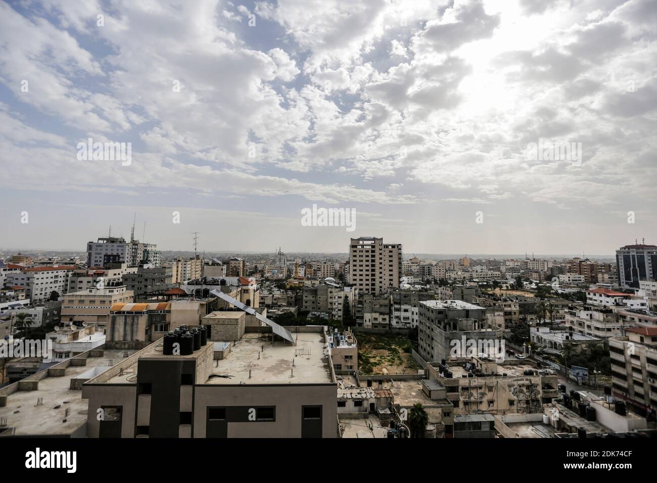 Gaza, Palestine. 14th Dec, 2020. An overview of Gaza City with clouds ...