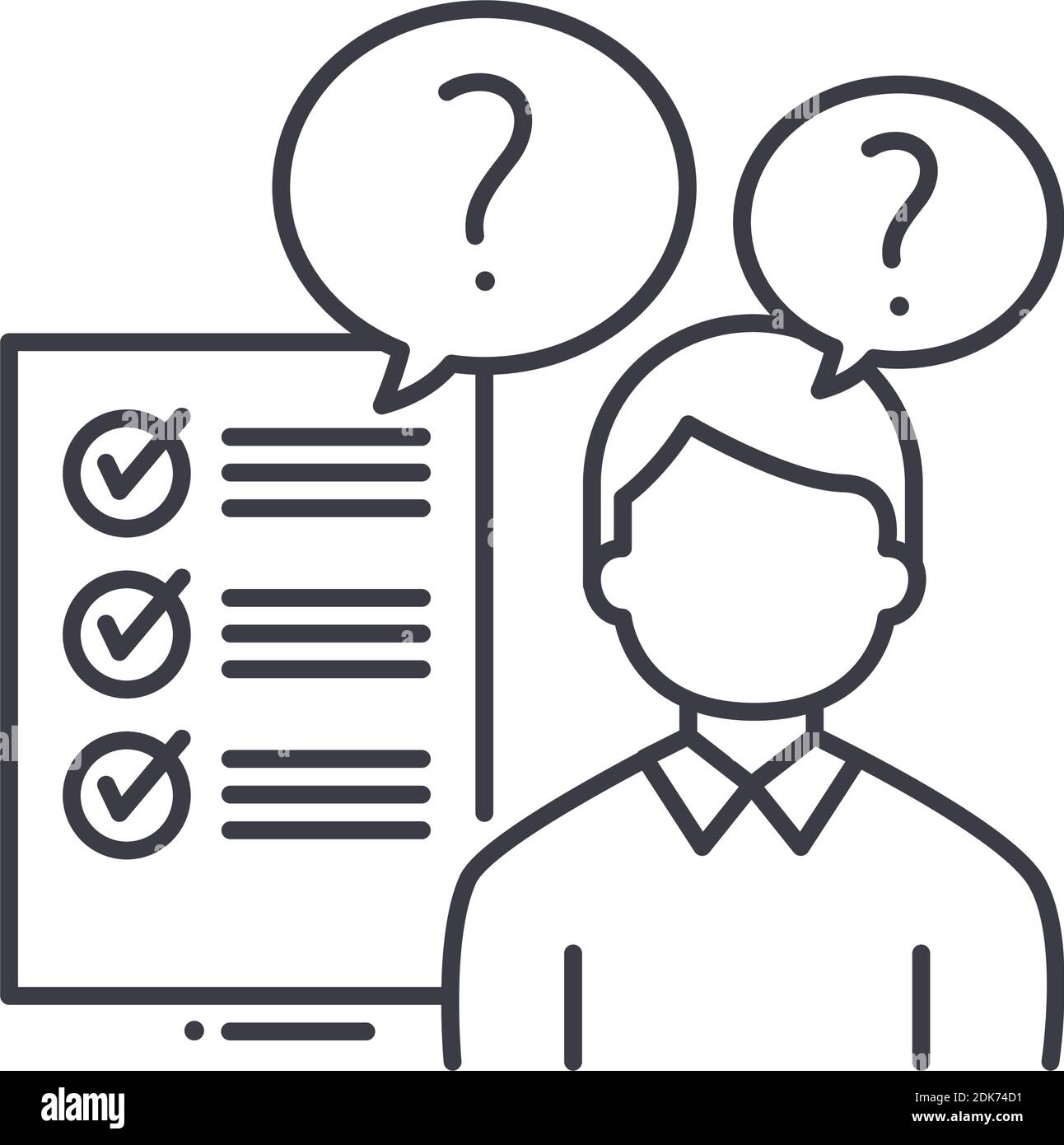 Interview questions icon, linear isolated illustration, thin line ...