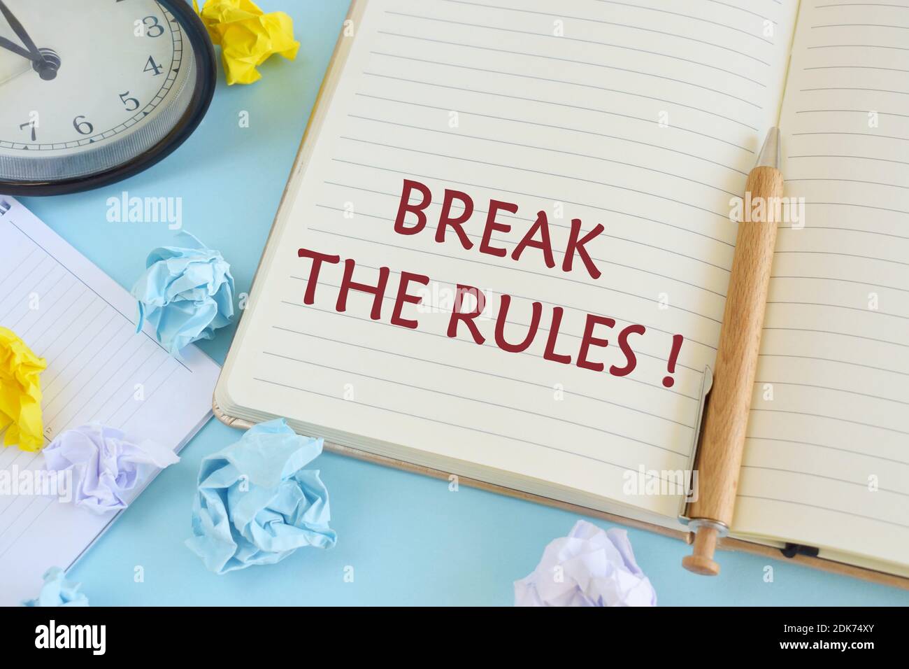 Writing note showing Break The Rules. Business photo showcasing To do ...