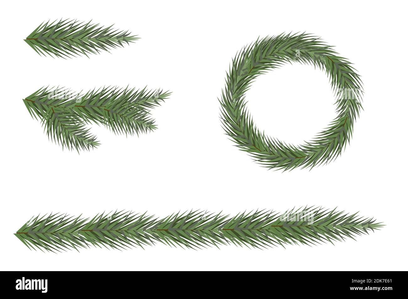 Vector spruce branch, tree element, for drawing, Christmas tree Stock ...