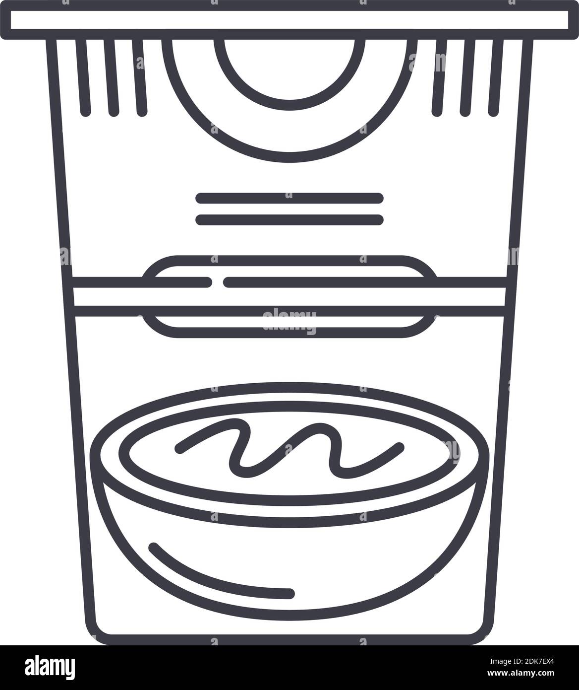 Instant noodle icon, linear isolated illustration, thin line vector ...