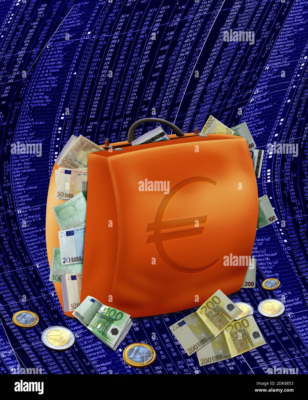 Suitcase full of Euros Stock Photo - Alamy