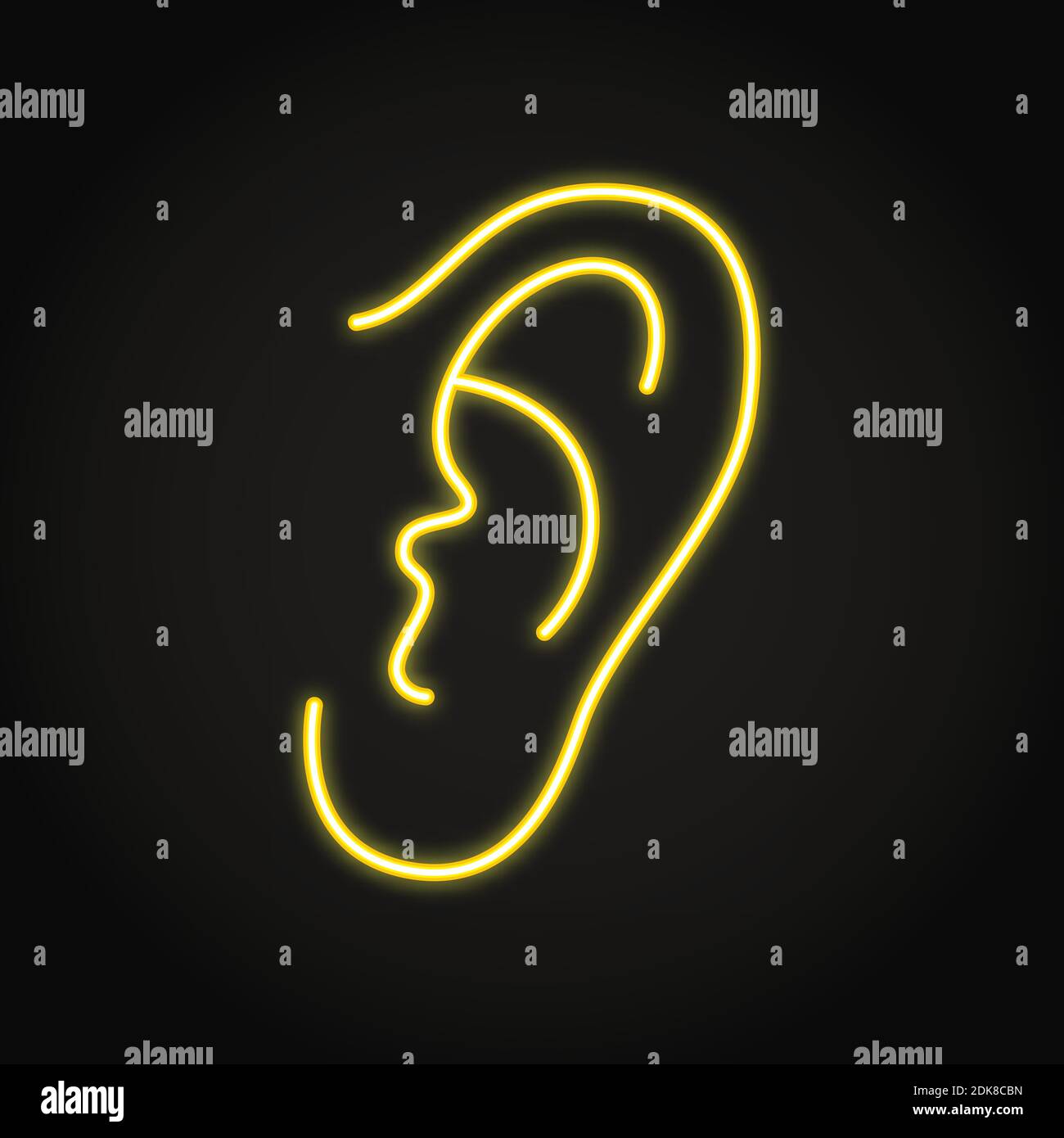 Neon ear icon in line style. Human body part symbol. Vector ...