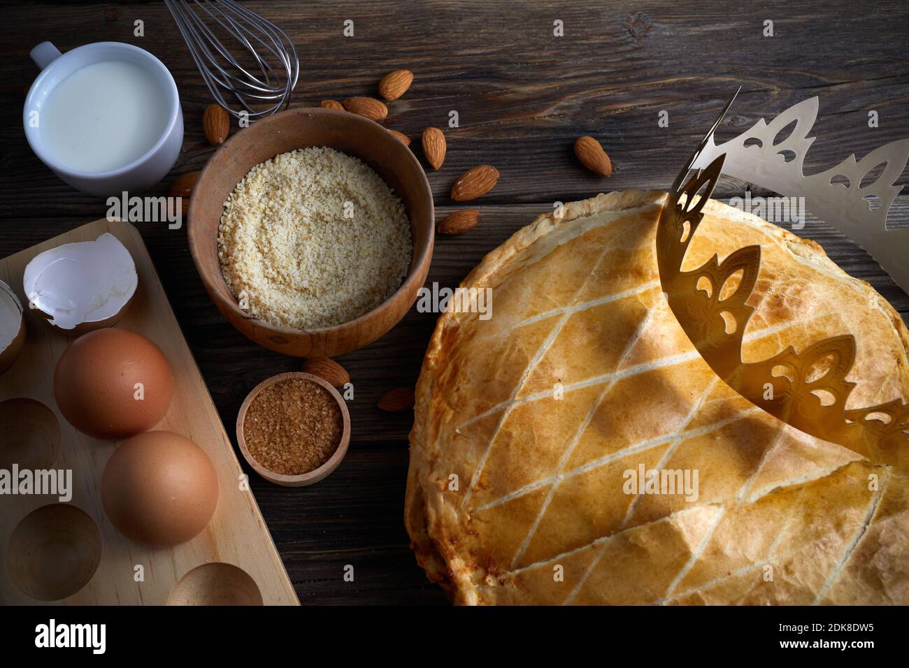 Epiphany cake, French Galette de rois. Epiphany day tradition Stock ...