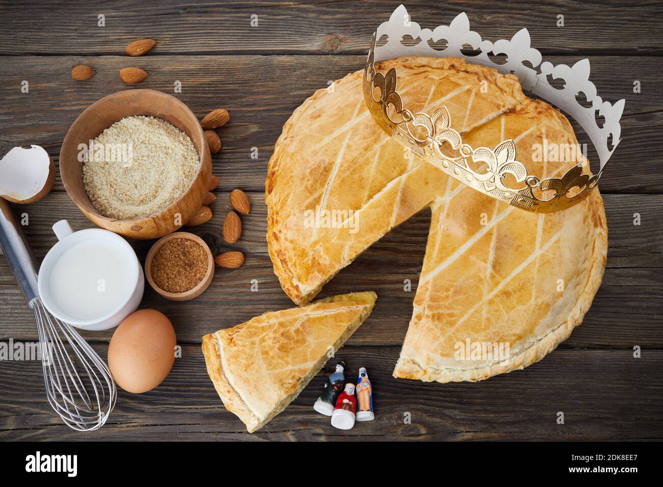 Epiphany cake, French Galette de rois with figure of three kings Stock ...