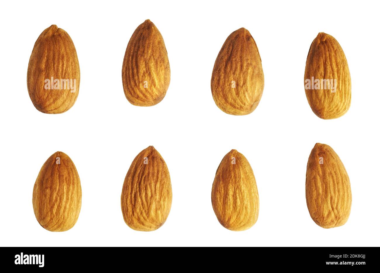Close up picture of almonds isolated on white background Stock Photo ...
