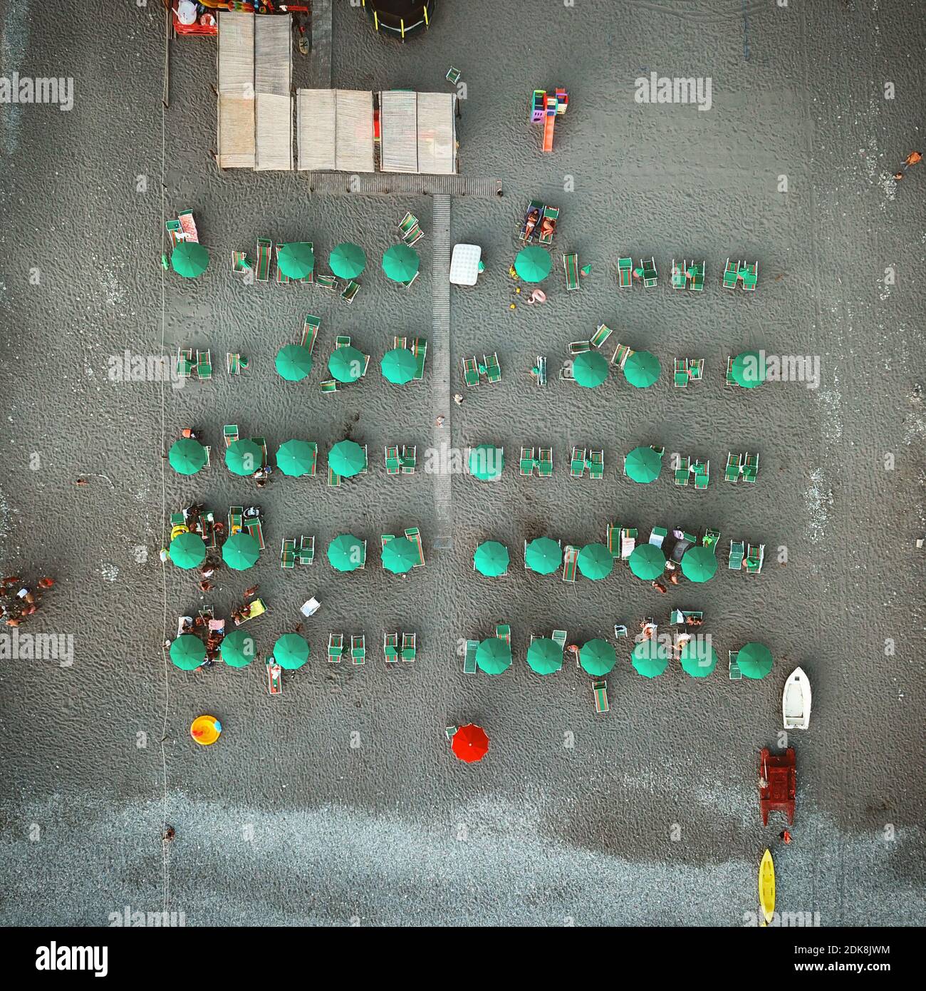 Aerial View Of Beach Umbrella At Beach Stock Photo - Alamy