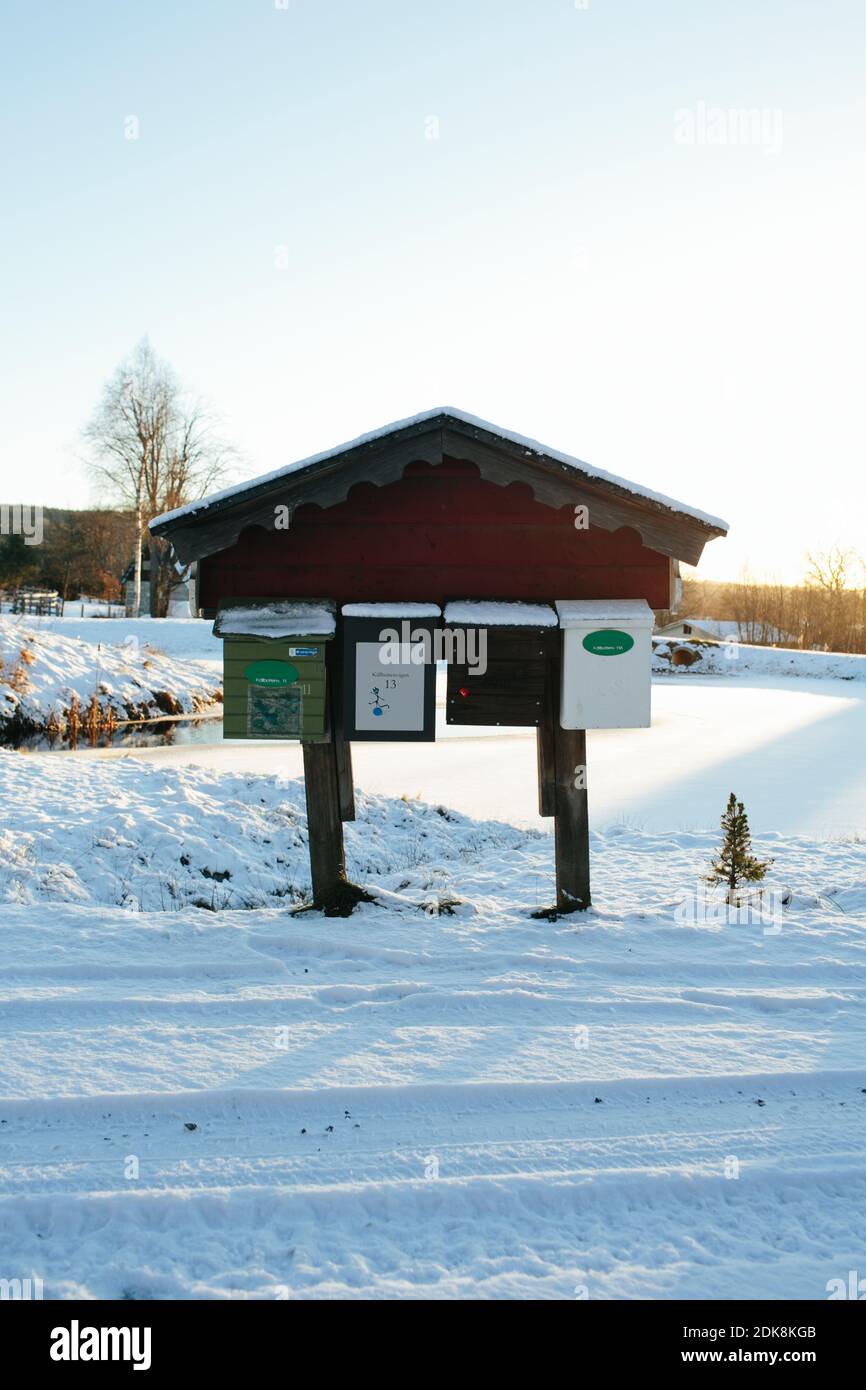 Mail boxes at winter Stock Photo - Alamy