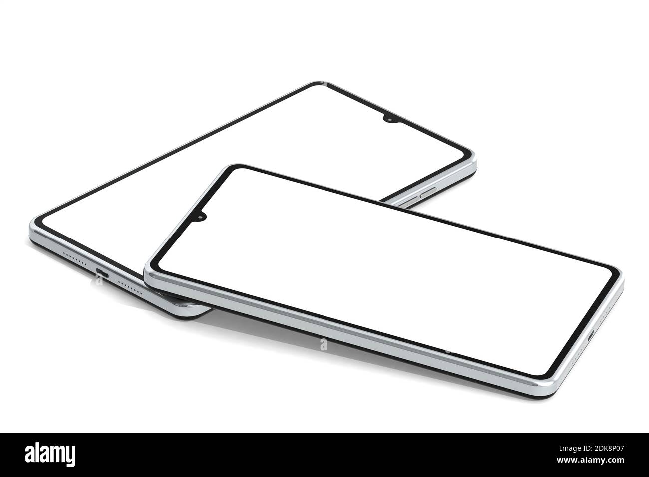 Two mobile phones isolated on white background, 3d rendering Stock ...