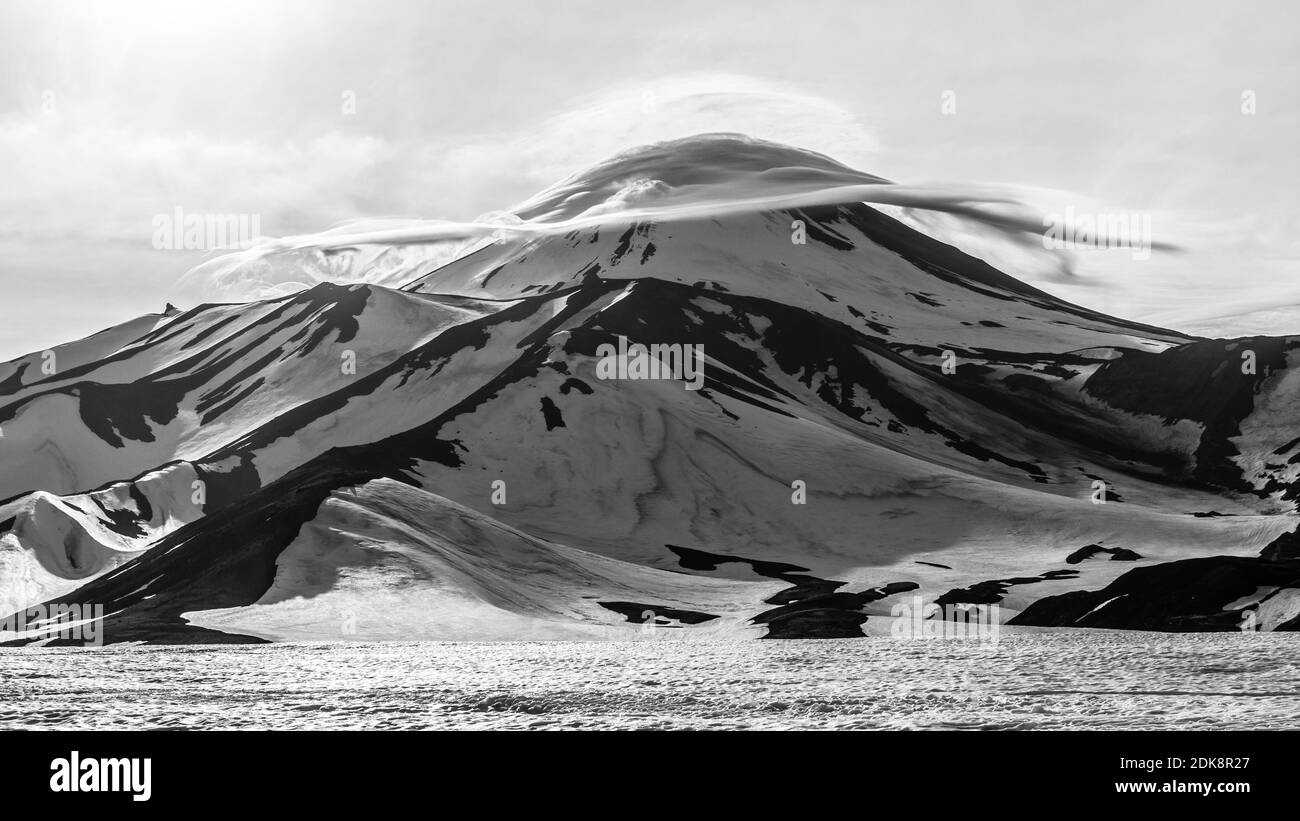 Lenticular or lens-shaped clouds above the Avacha Volcano, Kamchatka ...