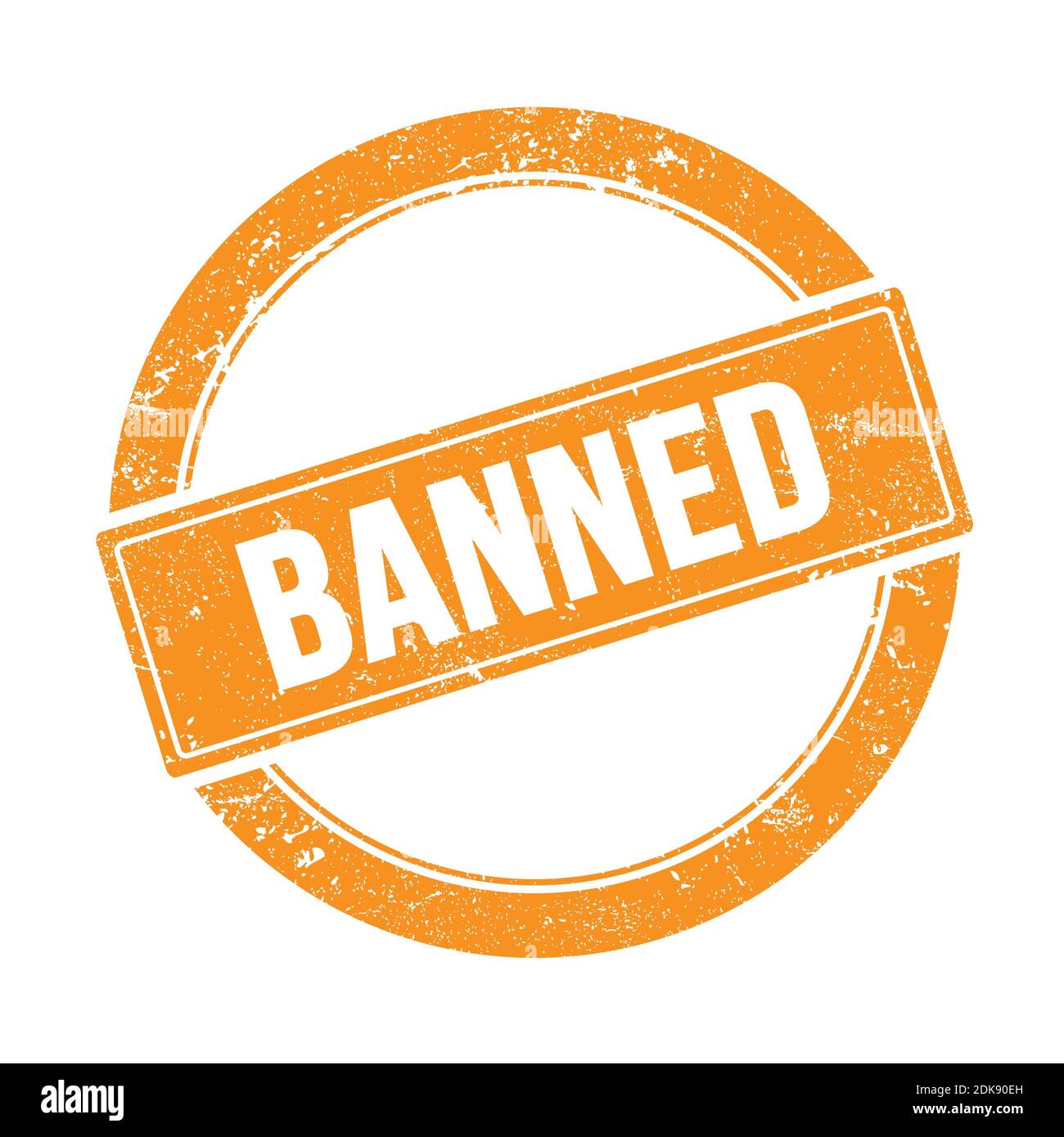 BANNED text on orange grungy round vintage stamp Stock Photo - Alamy