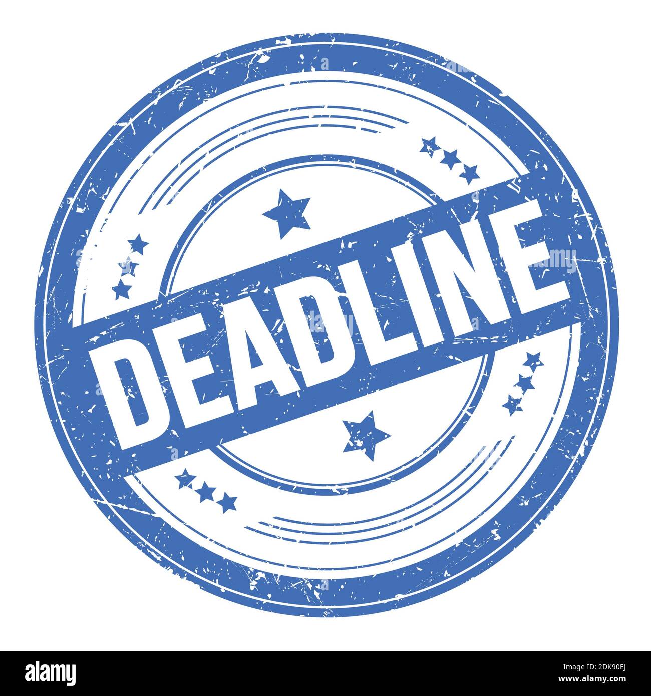 DEADLINE text on blue round grungy texture stamp Stock Photo - Alamy