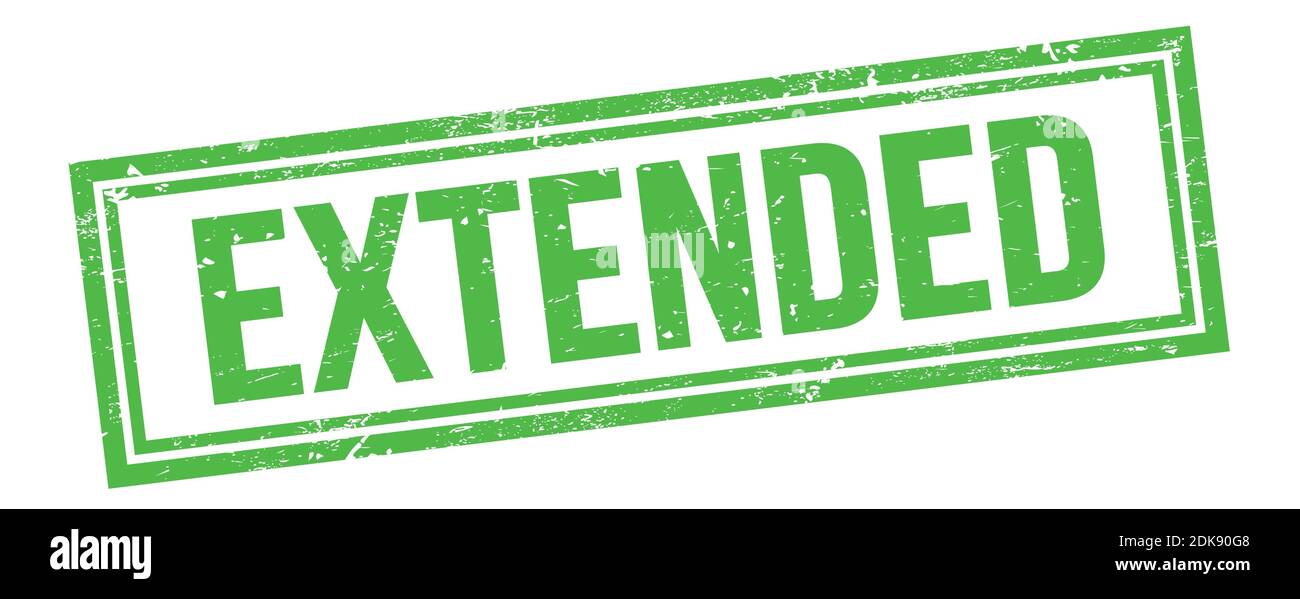 EXTENDED text on green grungy vintage rectangle stamp Stock Photo - Alamy