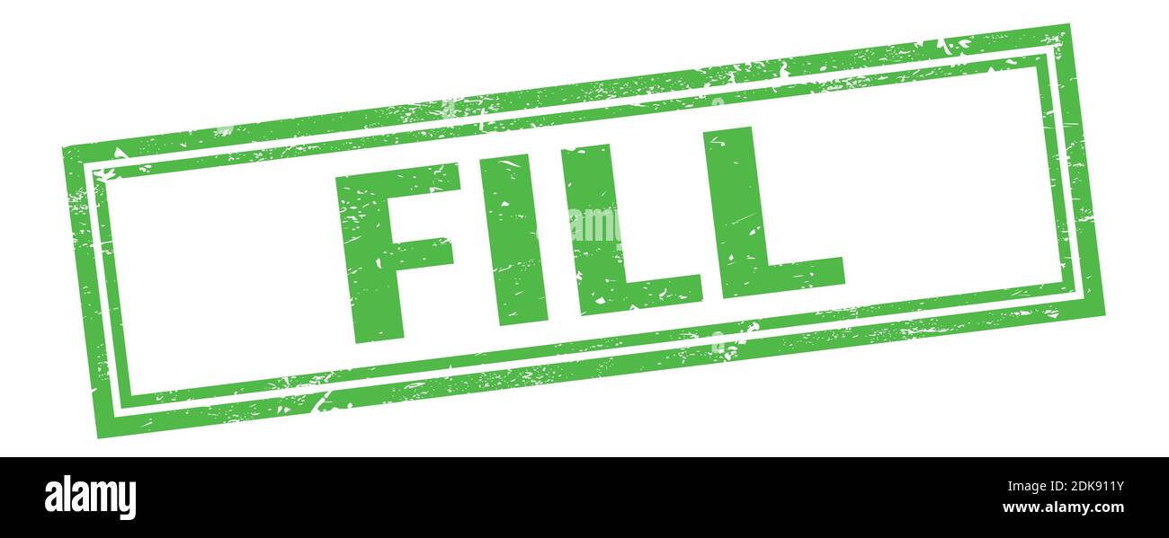 FILL text on green grungy vintage rectangle stamp Stock Photo - Alamy