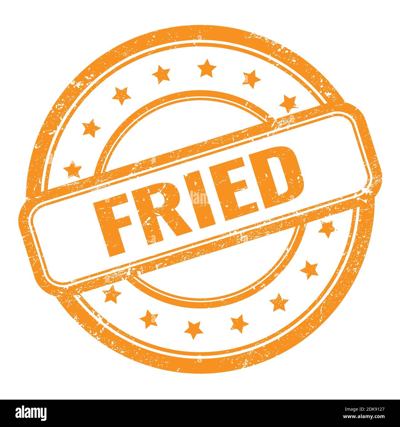 FRIED text on orange grungy vintage round rubber stamp Stock Photo - Alamy