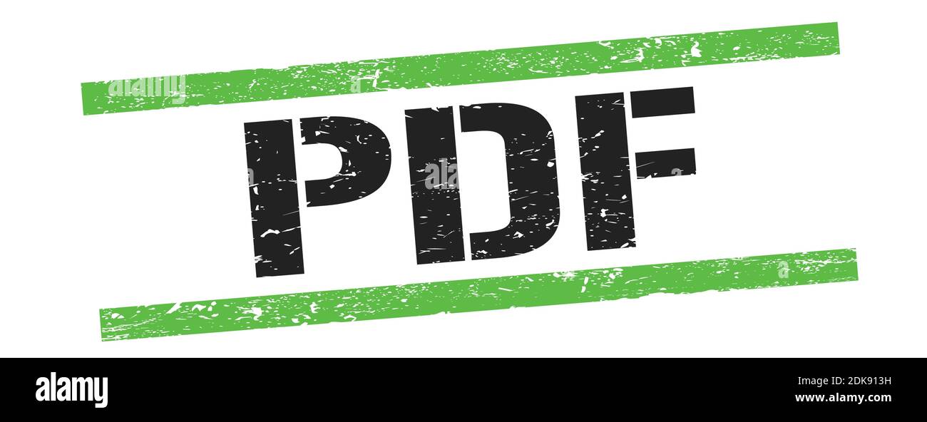 PDF text on black green grungy lines stamp sign Stock Photo - Alamy