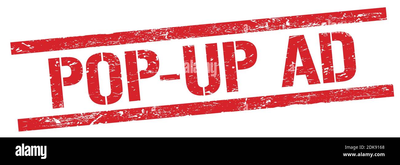POP-UP AD text on red grungy rectangle stamp sign Stock Photo - Alamy