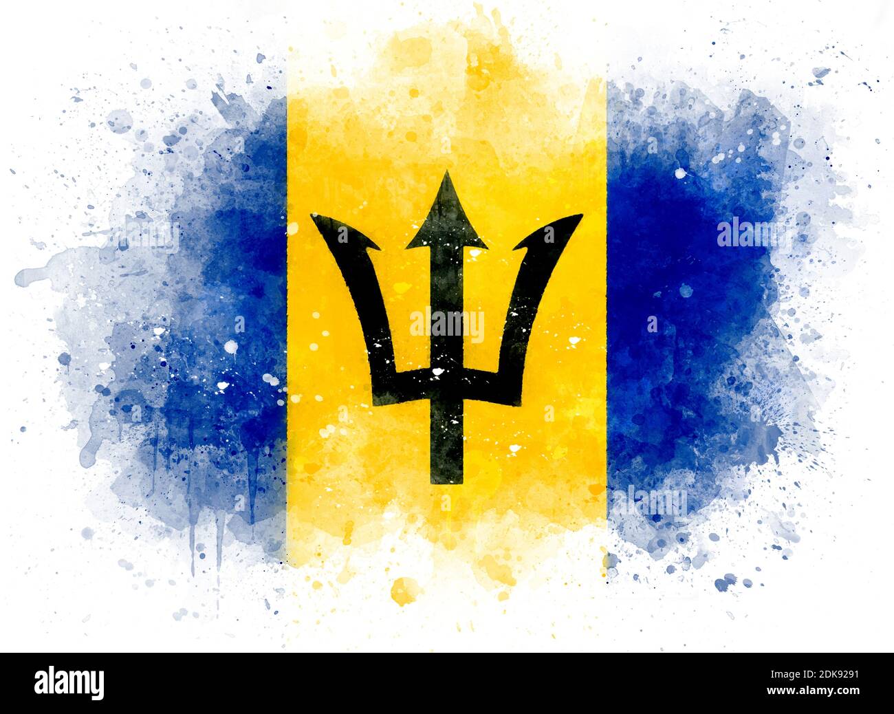 Flag of Barbados as watercolor illustration Stock Photo - Alamy