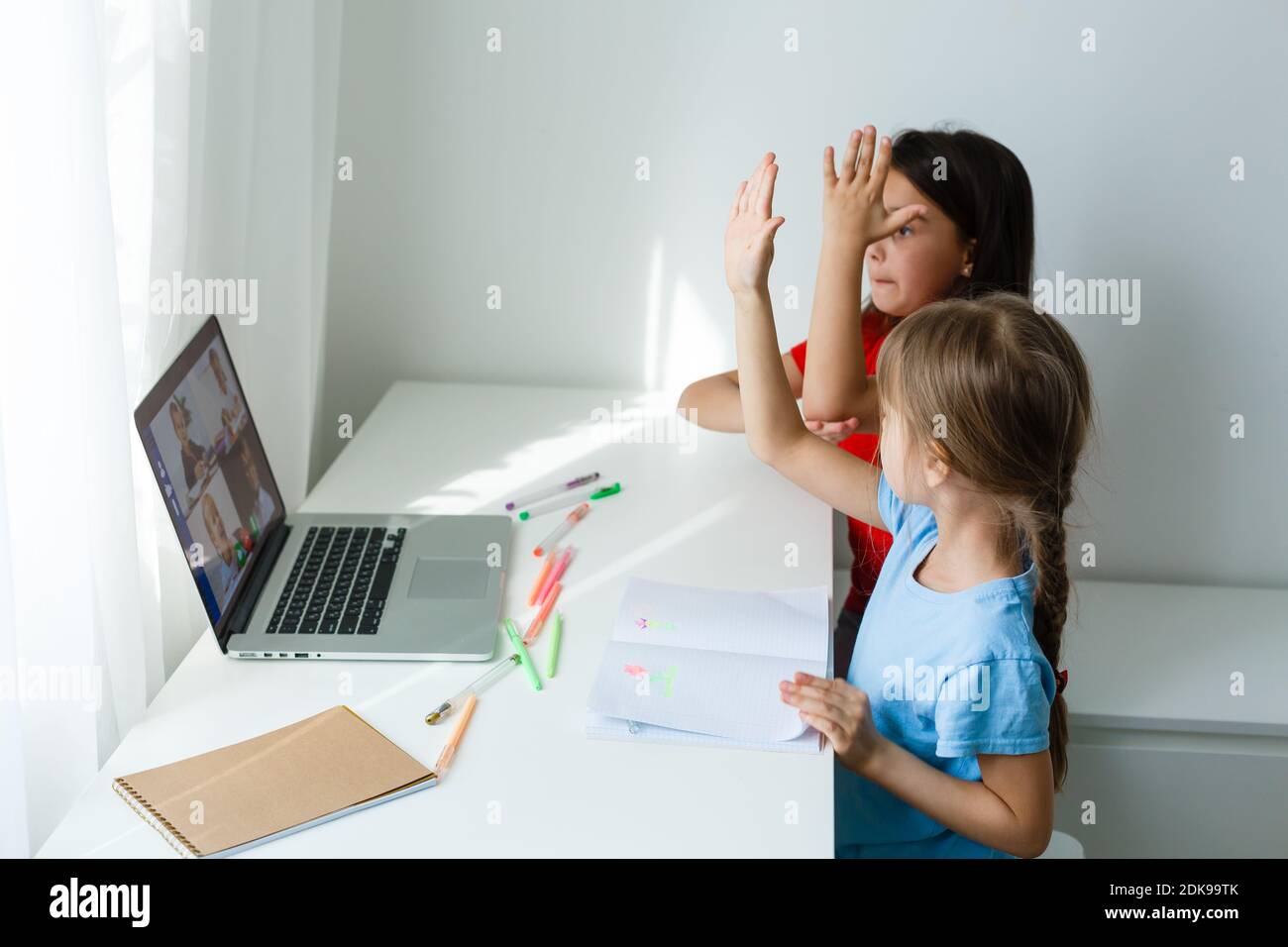 Learning from home, Home school kid concept. Little children study ...