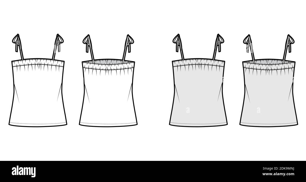 Tank tie strap top technical fashion illustration with ruching ...
