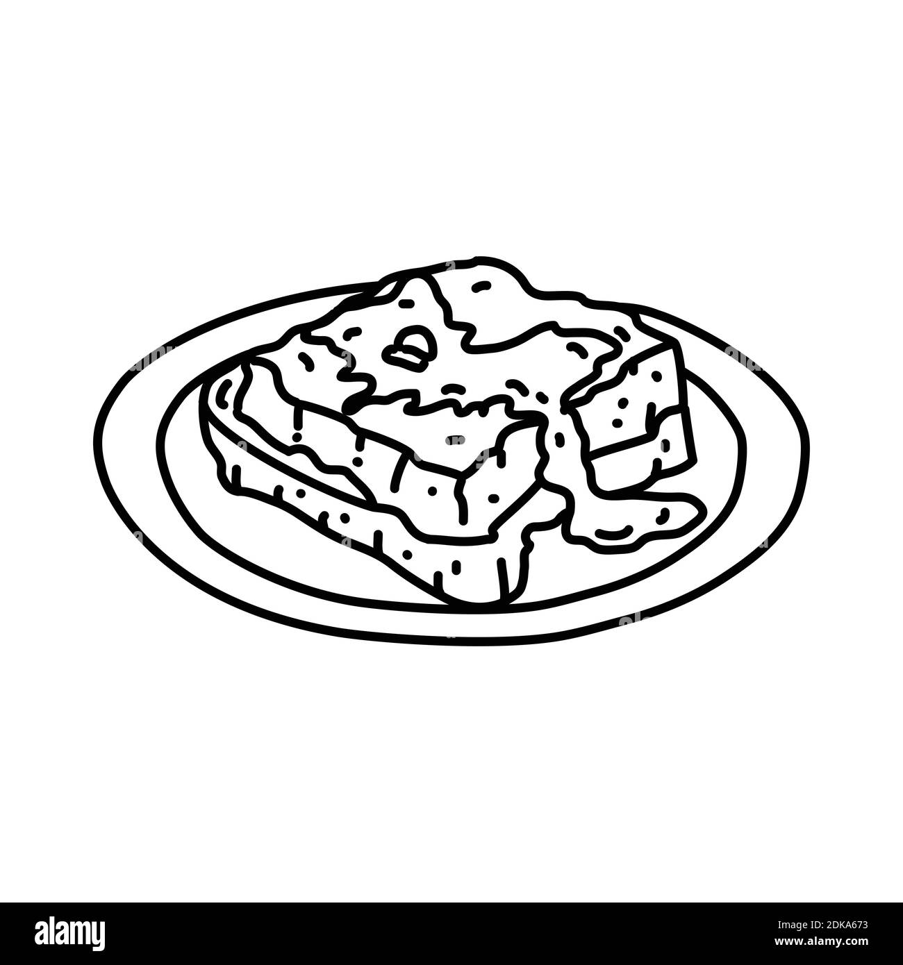 Bourbon Bread Pudding Icon. Doodle Hand Drawn or Outline Icon Style ...