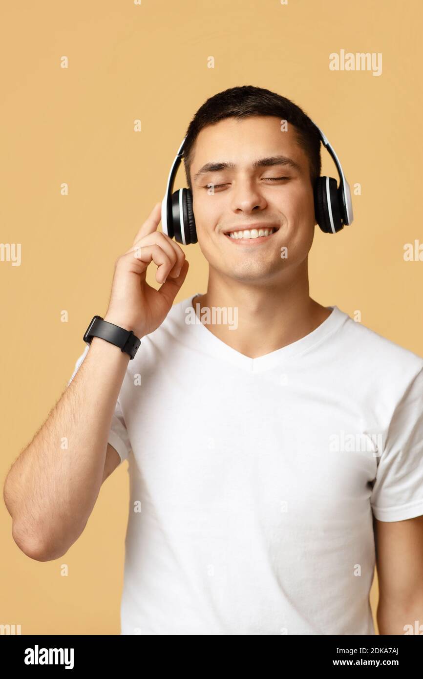 Modern devices, favorite music and enjoyment during lockdown Stock ...