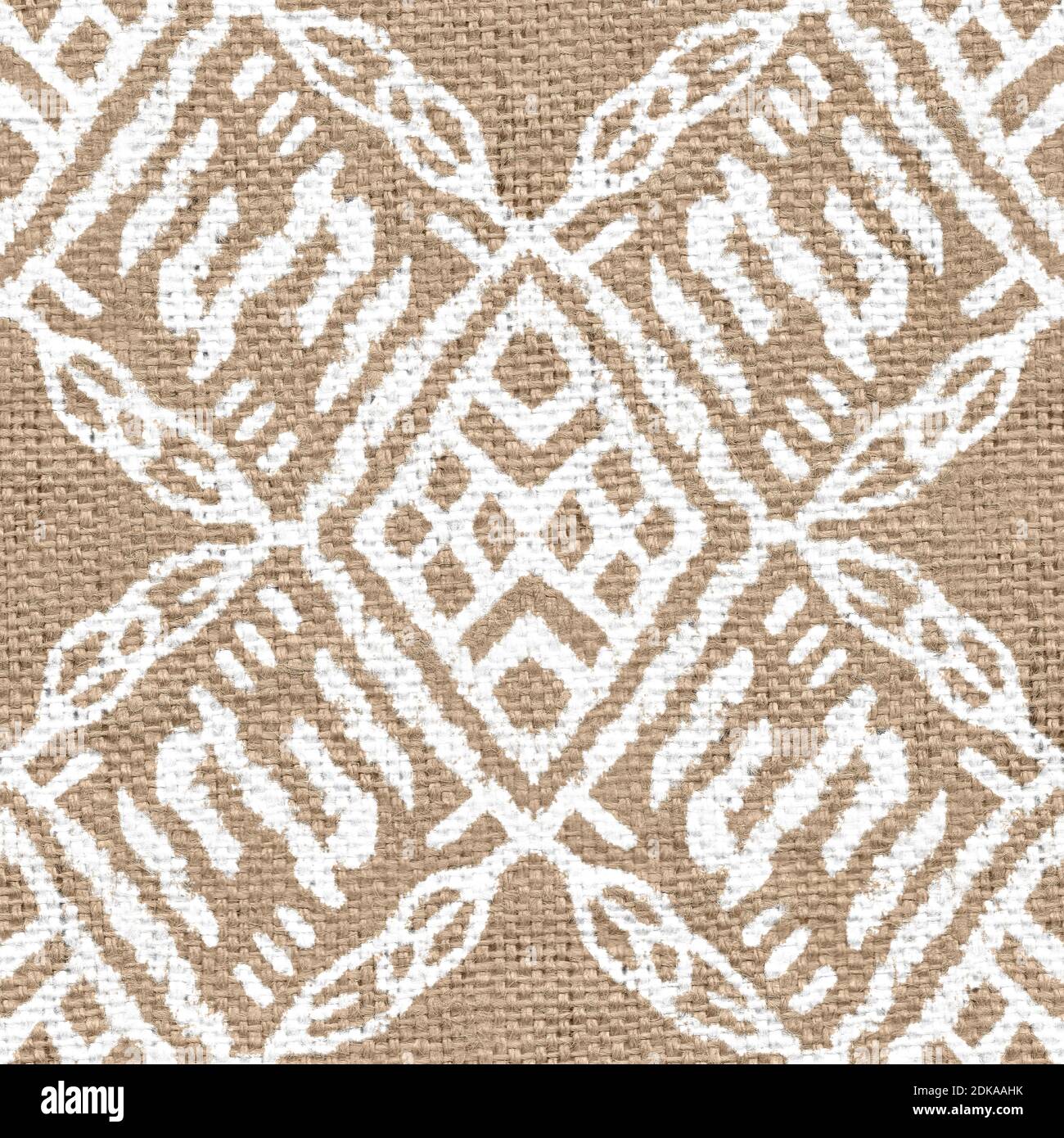 Seamless burlap with white paint pattern overlay Stock Photo - Alamy