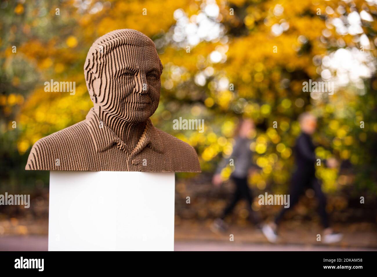 EDITORIAL USE ONLY A 2-foot-tall cardboard bust depicting Sir David ...