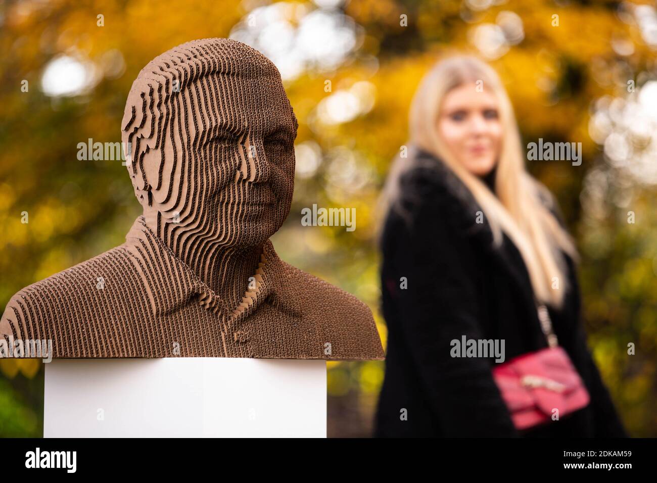 EDITORIAL USE ONLY A 2-foot-tall cardboard bust depicting Sir David ...