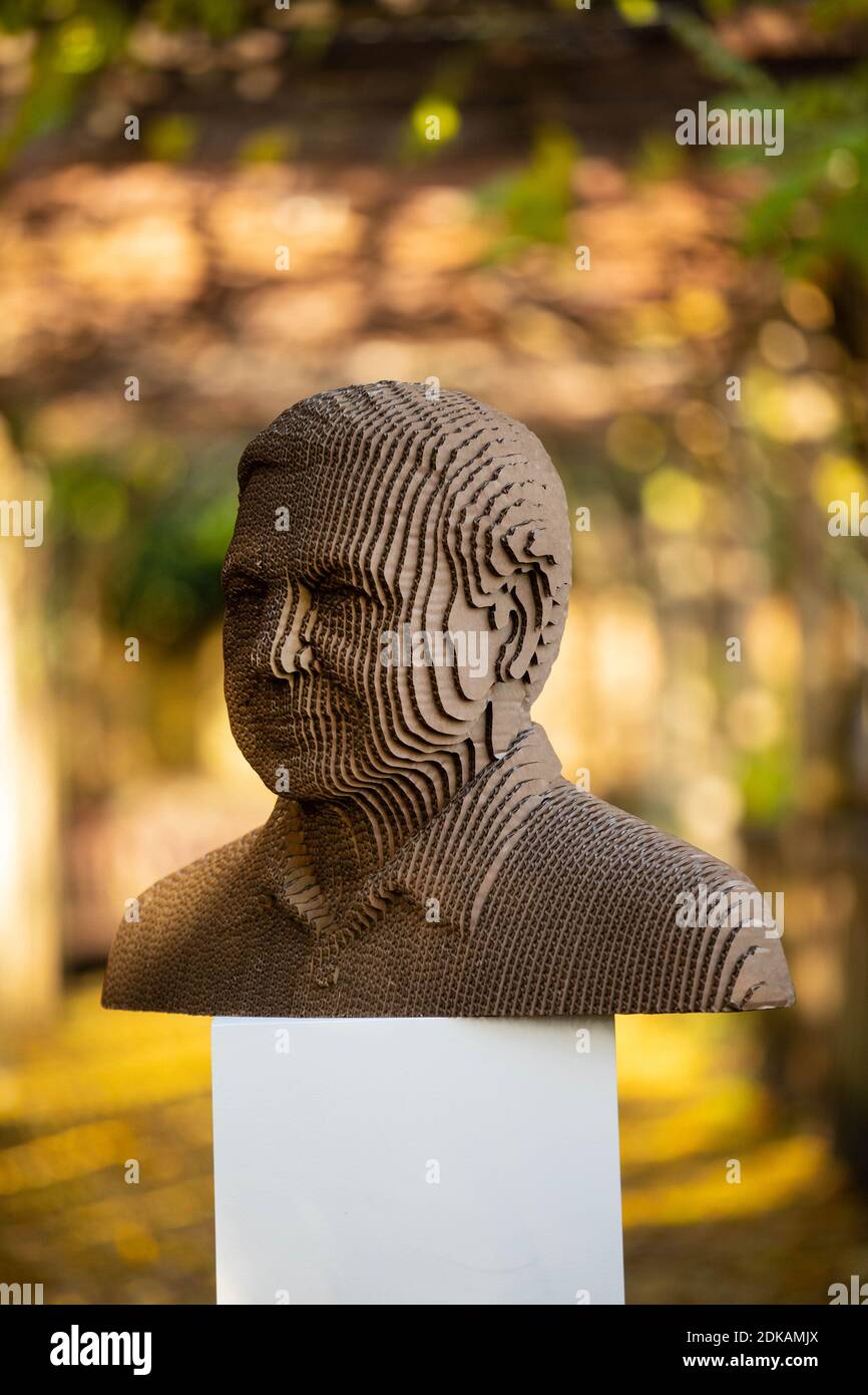 EDITORIAL USE ONLY A 2-foot-tall cardboard bust depicting Sir David ...