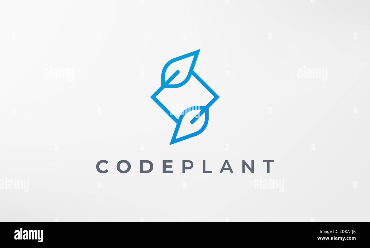 leaf plant coding logo in a simple and modern style Stock Vector Image ...
