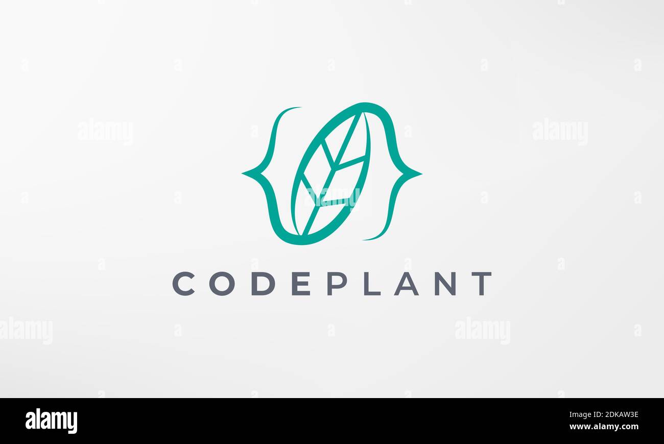 leaf plant coding logo in a simple and modern style Stock Vector Image ...