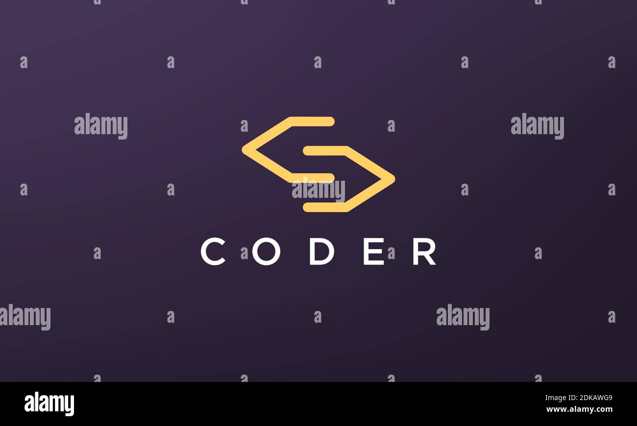 Programming Code Technology Logo In A Simple And Modern Style Stock