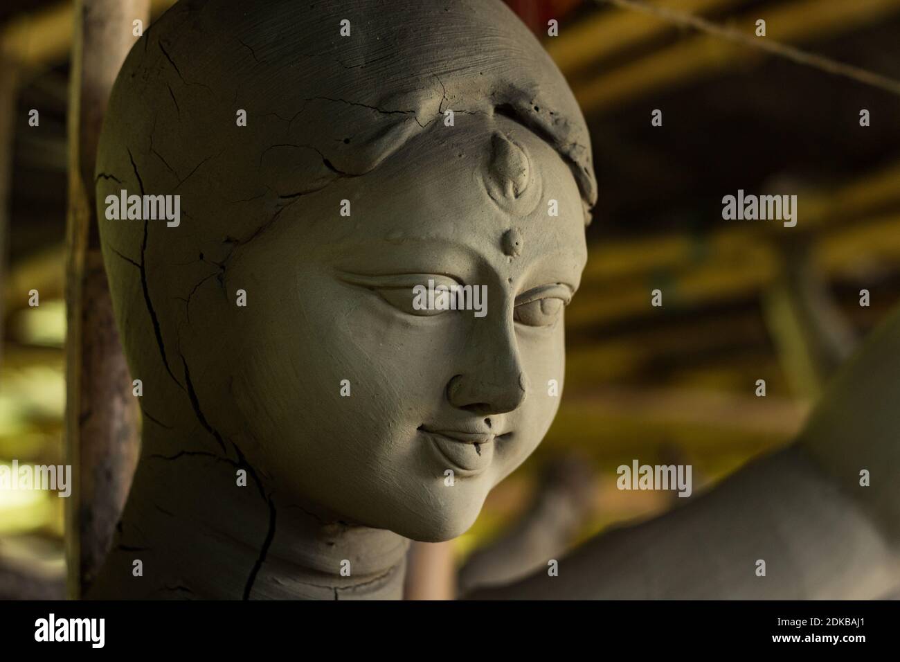 Making of goddess Durga idol. These idols are made for Durga puja, the ...
