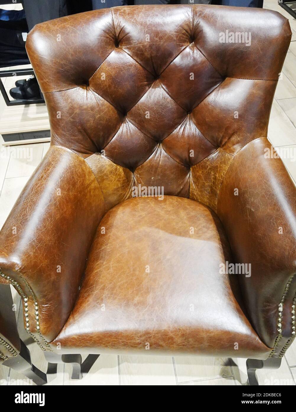 Brown leather chair Stock Photo - Alamy