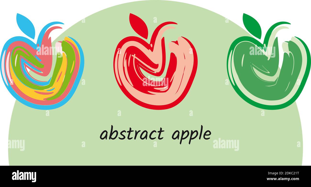 set of abstract isolated apple icons, art logo, vector illustration ...