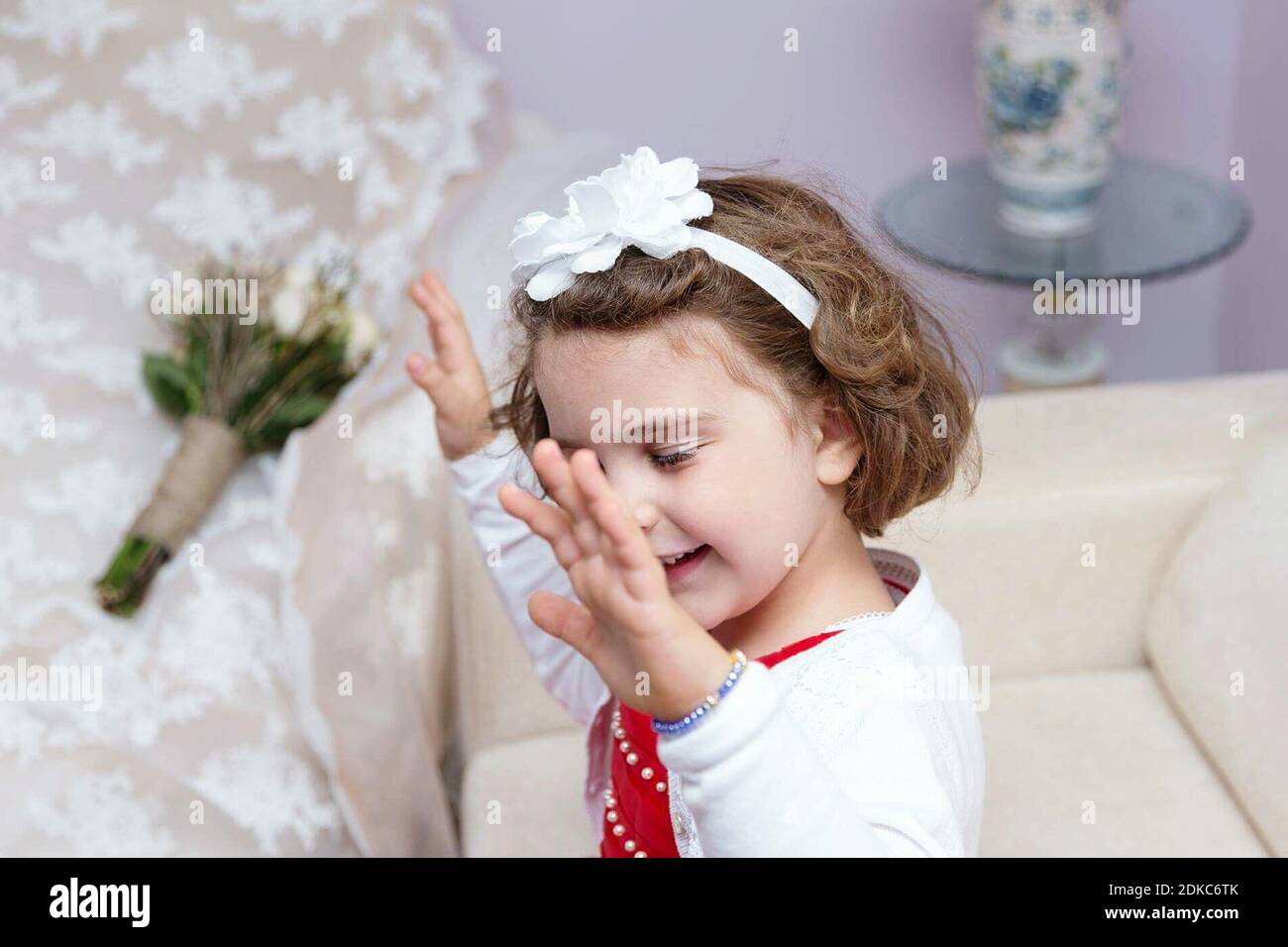 Cute Girl Dancing At Home Stock Photo - Alamy