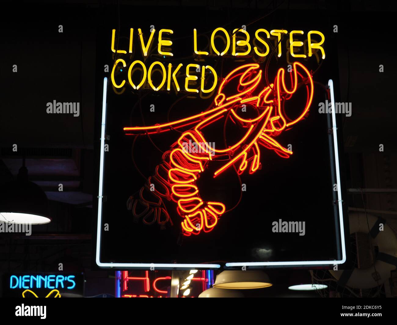 Reading Terminal Market neon signs Stock Photo - Alamy