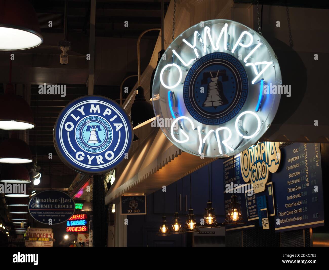 Reading Terminal Market neon signs Stock Photo - Alamy