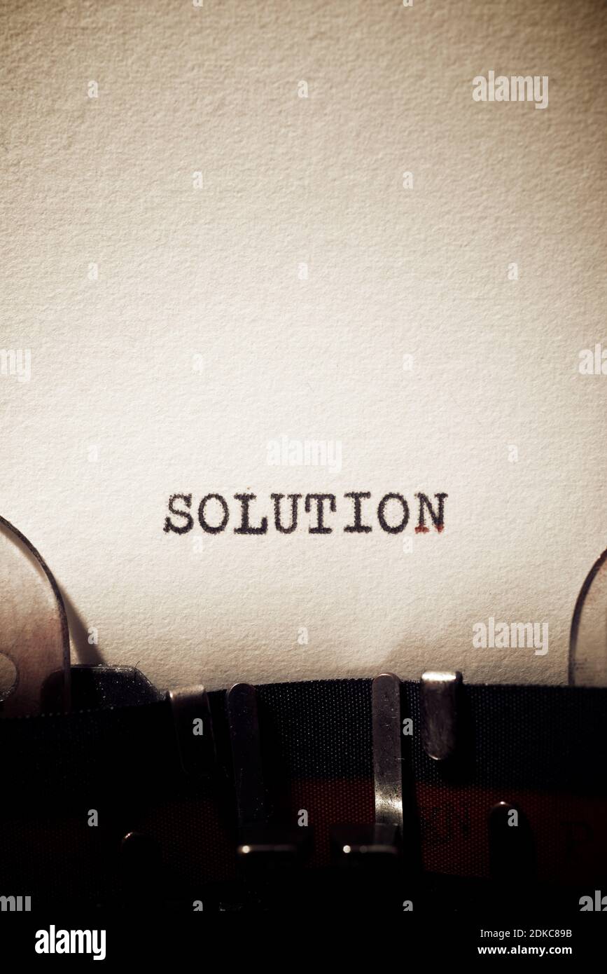 Solution word written with a typewriter Stock Photo - Alamy