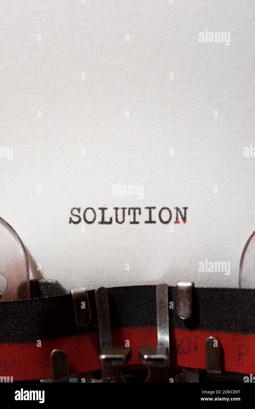 Solution word written with a typewriter Stock Photo - Alamy