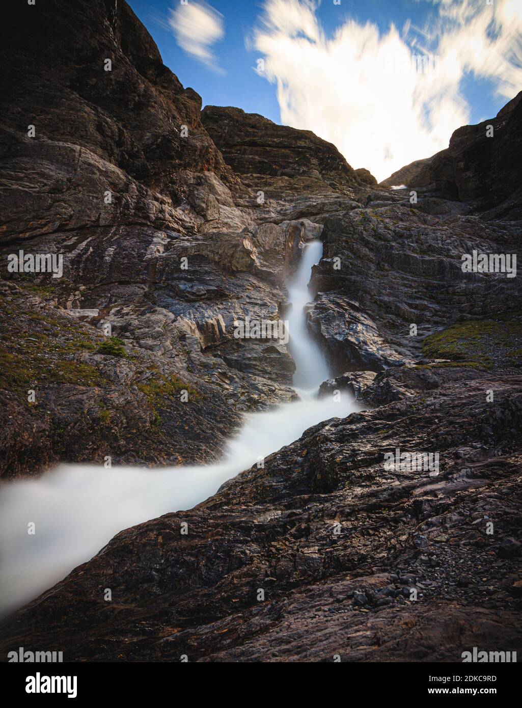 Waterfall in the swiss alps with long exposure Stock Photo - Alamy