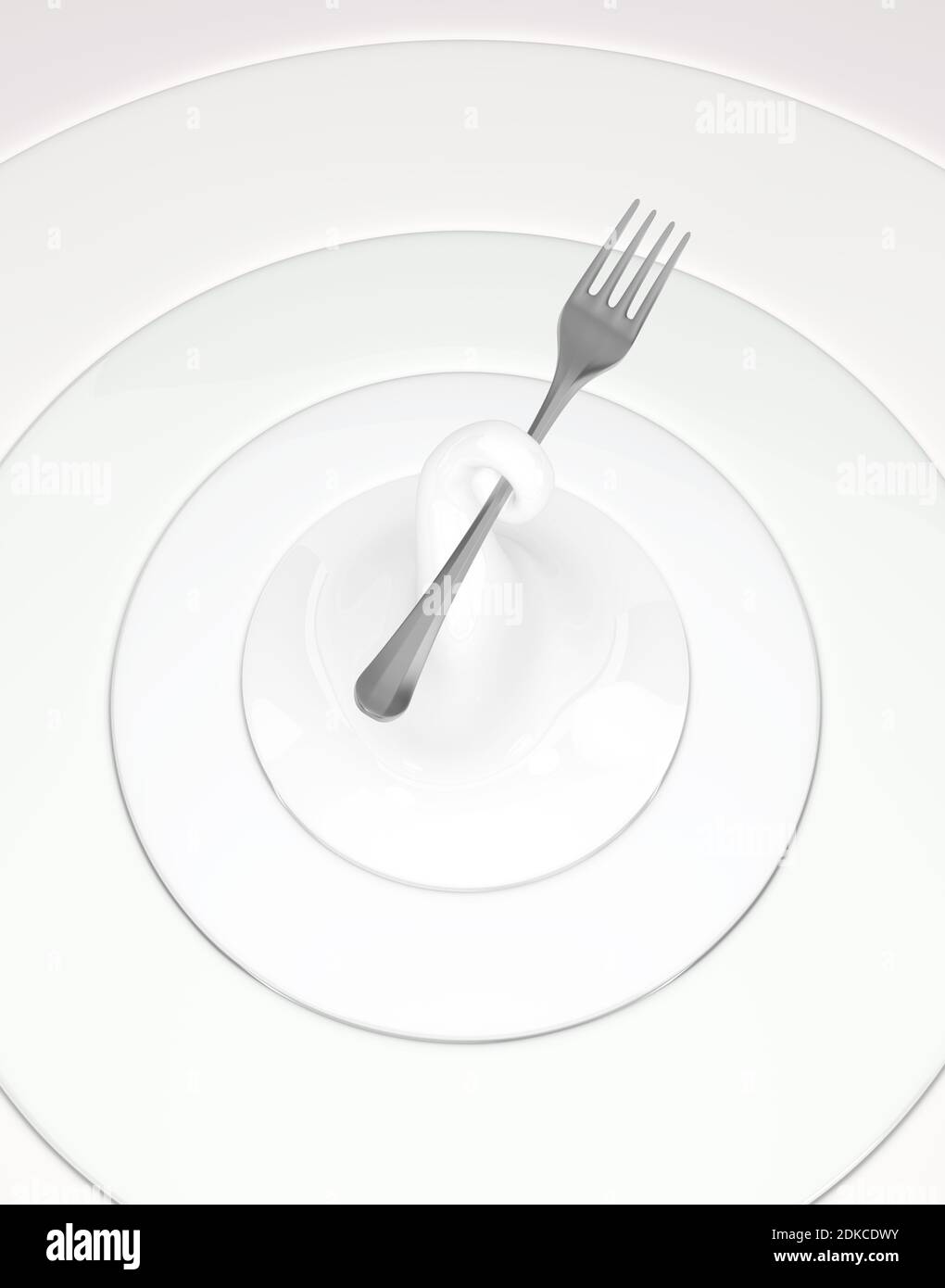 Fork metal propped surreal abstract ring concentric, 3d illustration ...