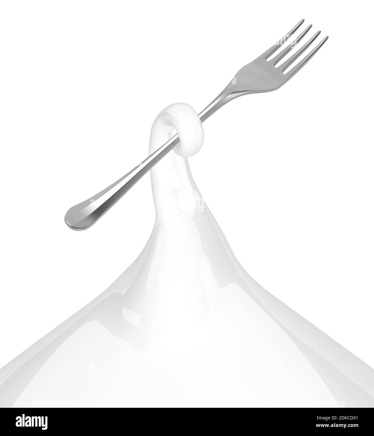 Fork metal propped surreal abstract, 3d illustration, horizontal Stock ...