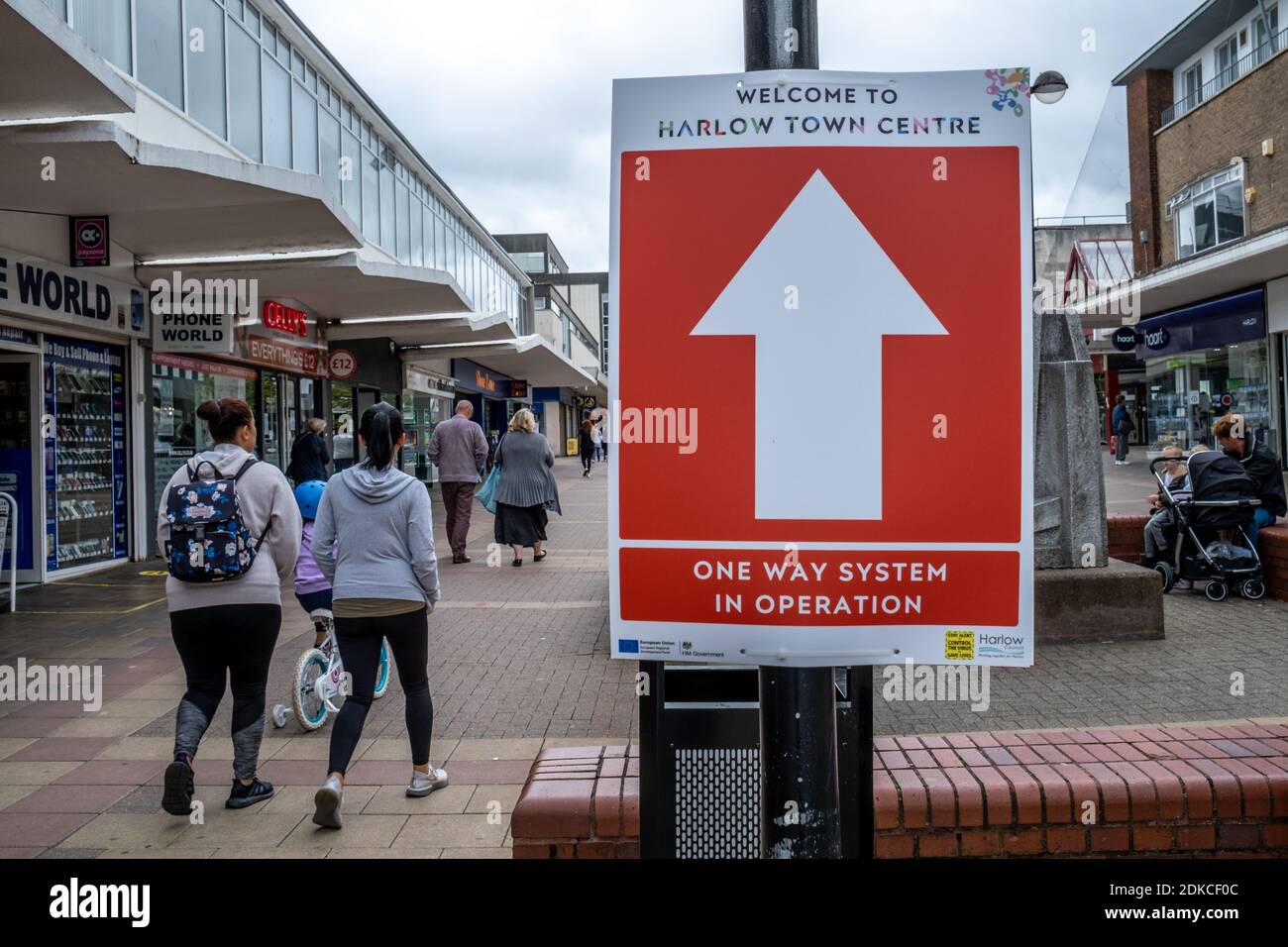 Harlow, Essex, England. 4th July 2020. Shoppers in Harlow town centre ...