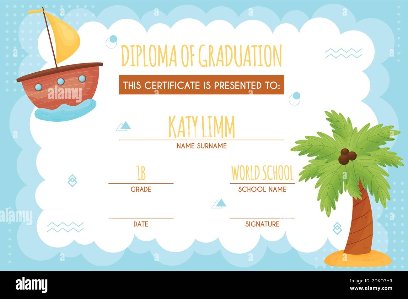 Diploma of graduation certificate template, vector illustration Stock ...