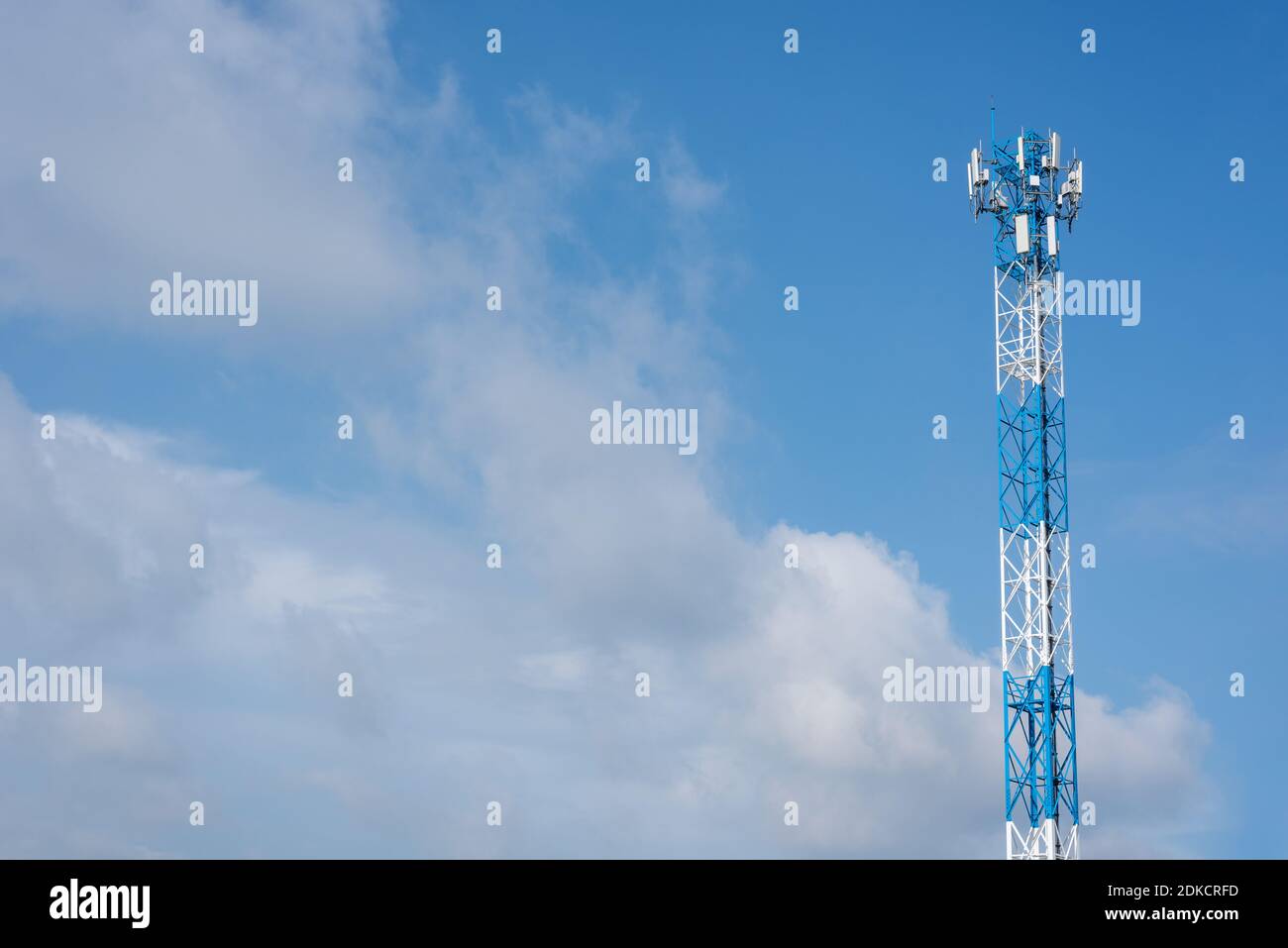 Wireless Communication Antenna Transmitter. Telecommunication Towers With Blue Sky Stock Photo ...