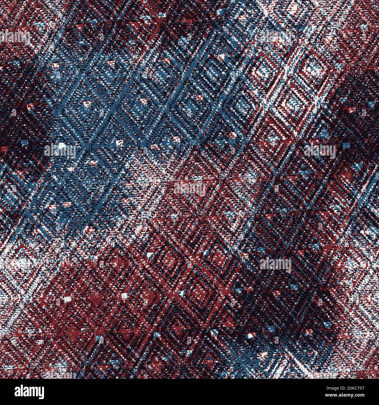 Seamless geo pattern in red blue black white Stock Photo - Alamy