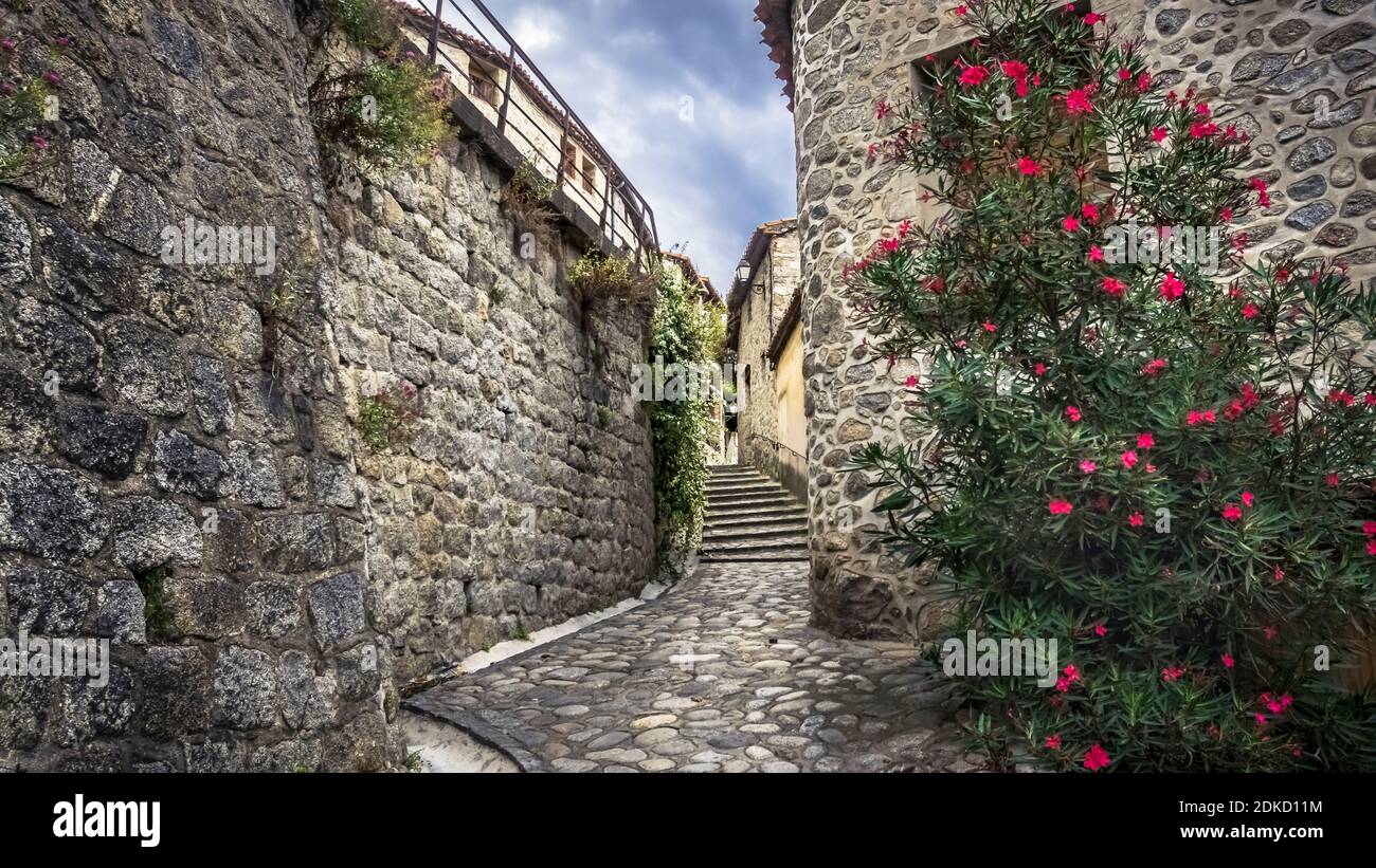 Eus in summer, Plus beaux villages de France Stock Photo - Alamy