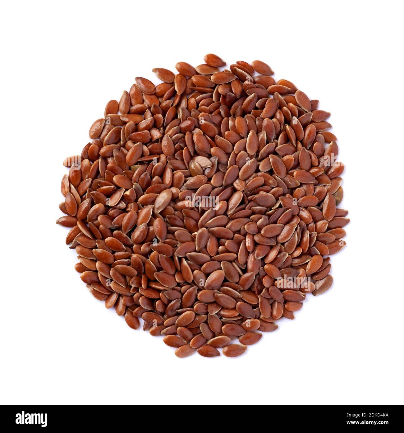 Close-up of flax seeds isolated on white background. Top view, food ...